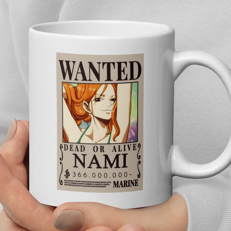 Nami Wanted Mug, One Piece Bounty Poster Coffee Cup, Anime Navigator ...