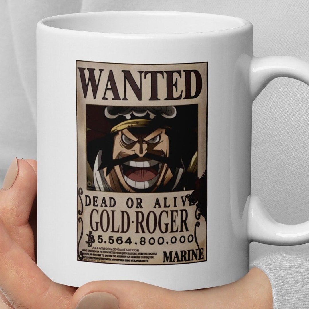 Gold Roger Wanted Mug, One Piece Pirate King Coffee Cup, Gol D. Roger ...