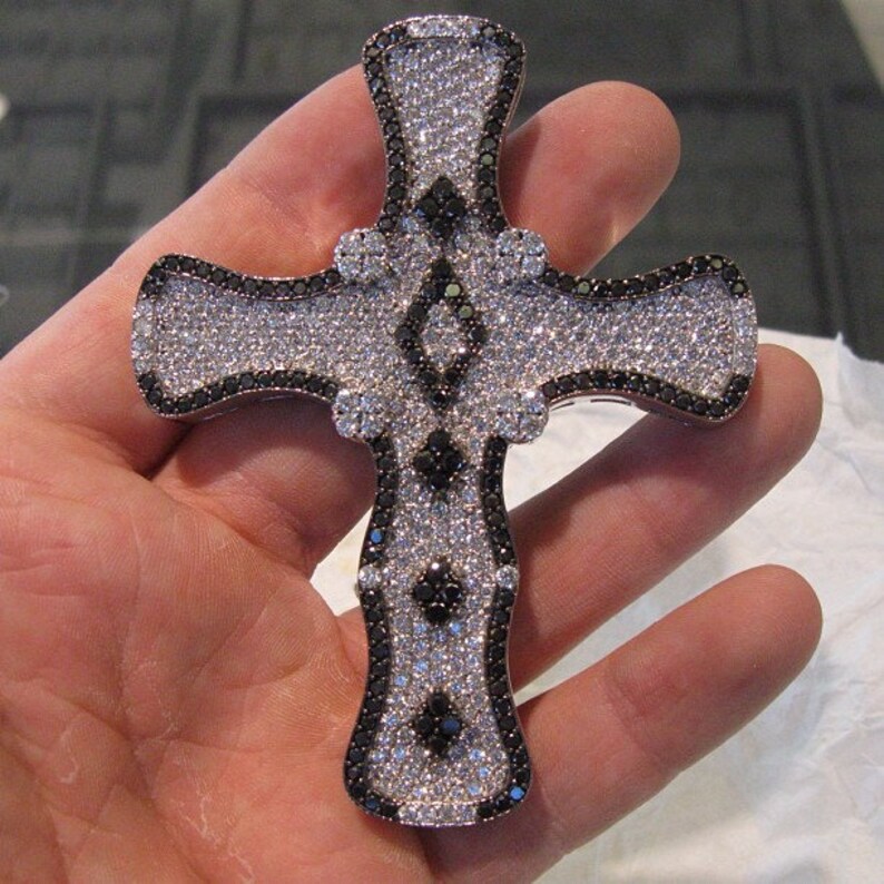 10k Customized Hand Made Cross Pendant 925 Sterling Silver - Etsy