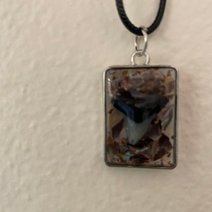 Crushed Pen Shell and Sharks Tooth Resin Necklace, Sharks Tooth ...