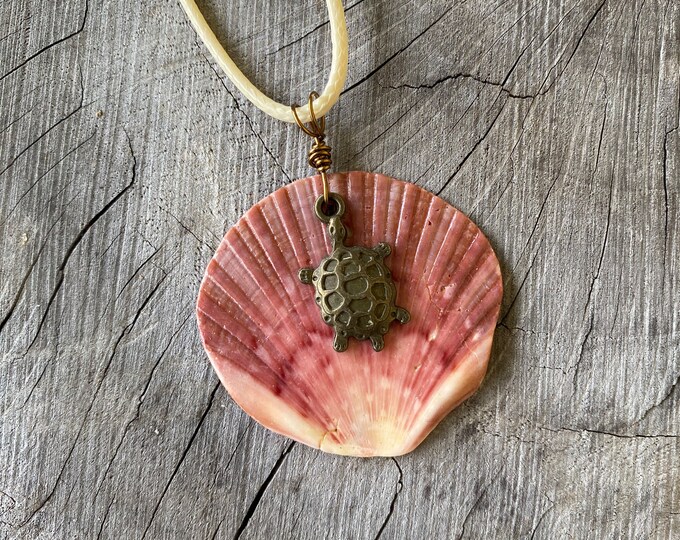 Scallop Shell Necklace, Sea Turtle Necklace, Beach Necklace, Shell ...