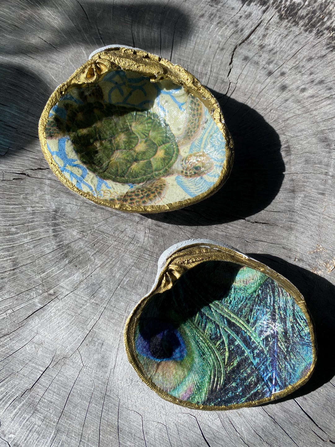 Clam Shell Ring Dish, Decoupage Shell, Shell Ring Dish, Coastal Home ...