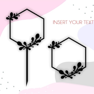 Cake Topper Frame Cricut, Cake Topper Svg, Hexagon Frame Svg, Leaf ...