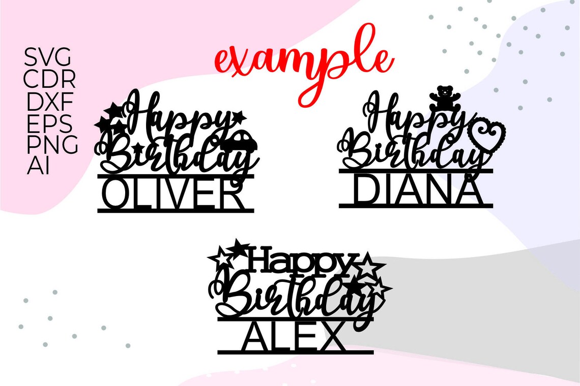 Svg de gâteau, joyeux anniversaire, cricut de gâteau personnalisé, lot ...