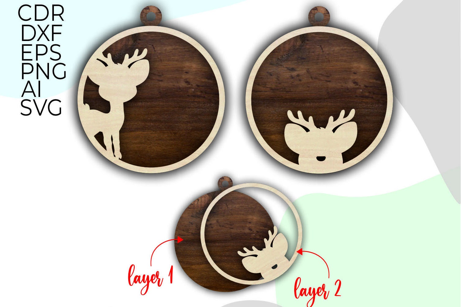 Christmas Deer Svg Files for Glowforge Christmas Bundle Svg - Etsy