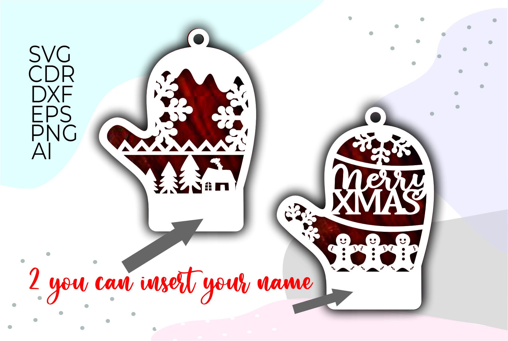 Christmas Mitten Glove Svg 3d Layered Ornaments Svg File for - Etsy