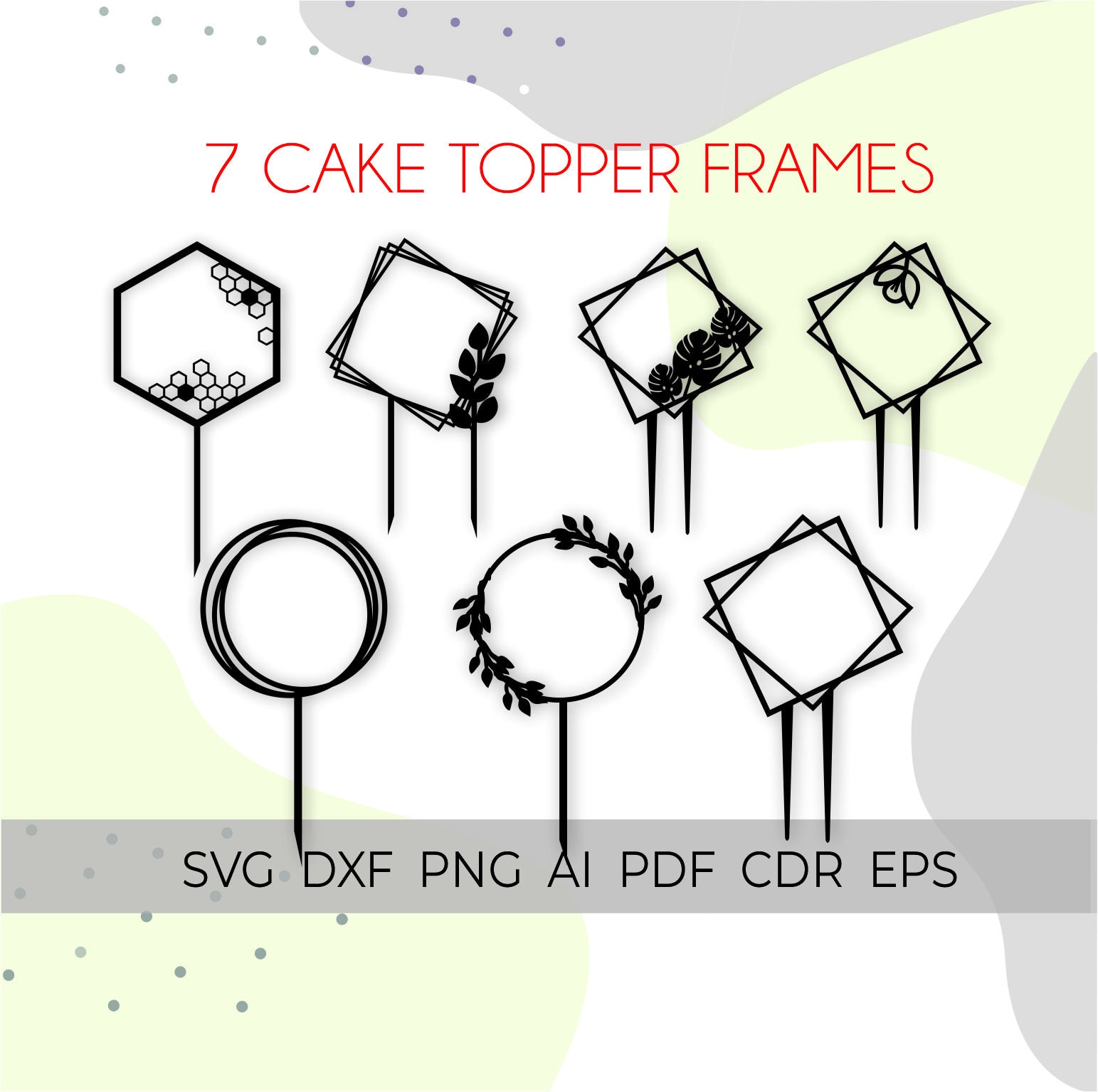 Wedding Cake Topper Svg Bundle Birthday Topper Svg Flower - Etsy