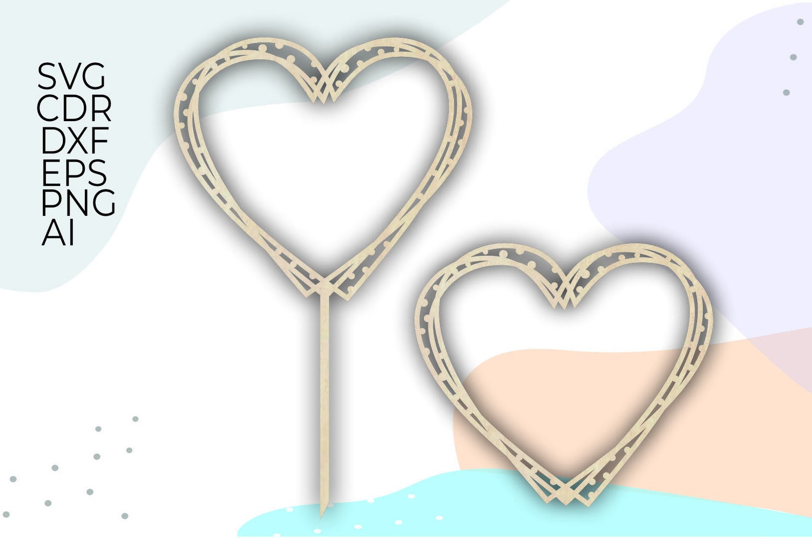 Cake Topper Svg Frame Heart Frame Svg Birthday Cake Topper - Etsy
