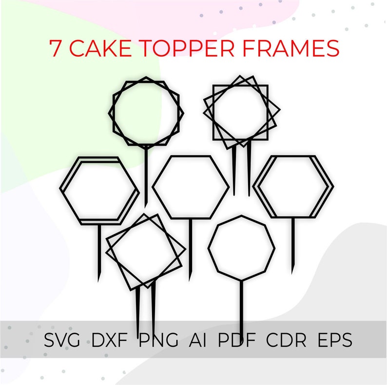 Geometric Cake Topper Frame Svg, Birthday Topper Svg, Circle Frame Svg ...