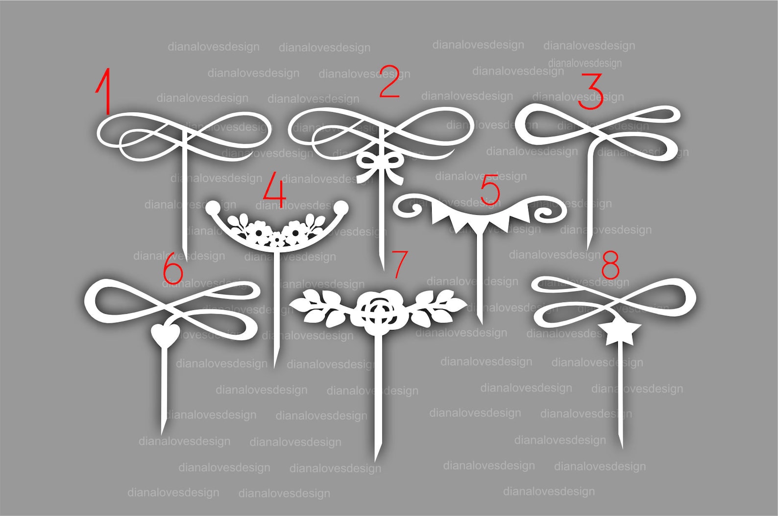 Cake Topper Svg Elements Bundle, Happy Birthday Cake Topper, Cricut ...