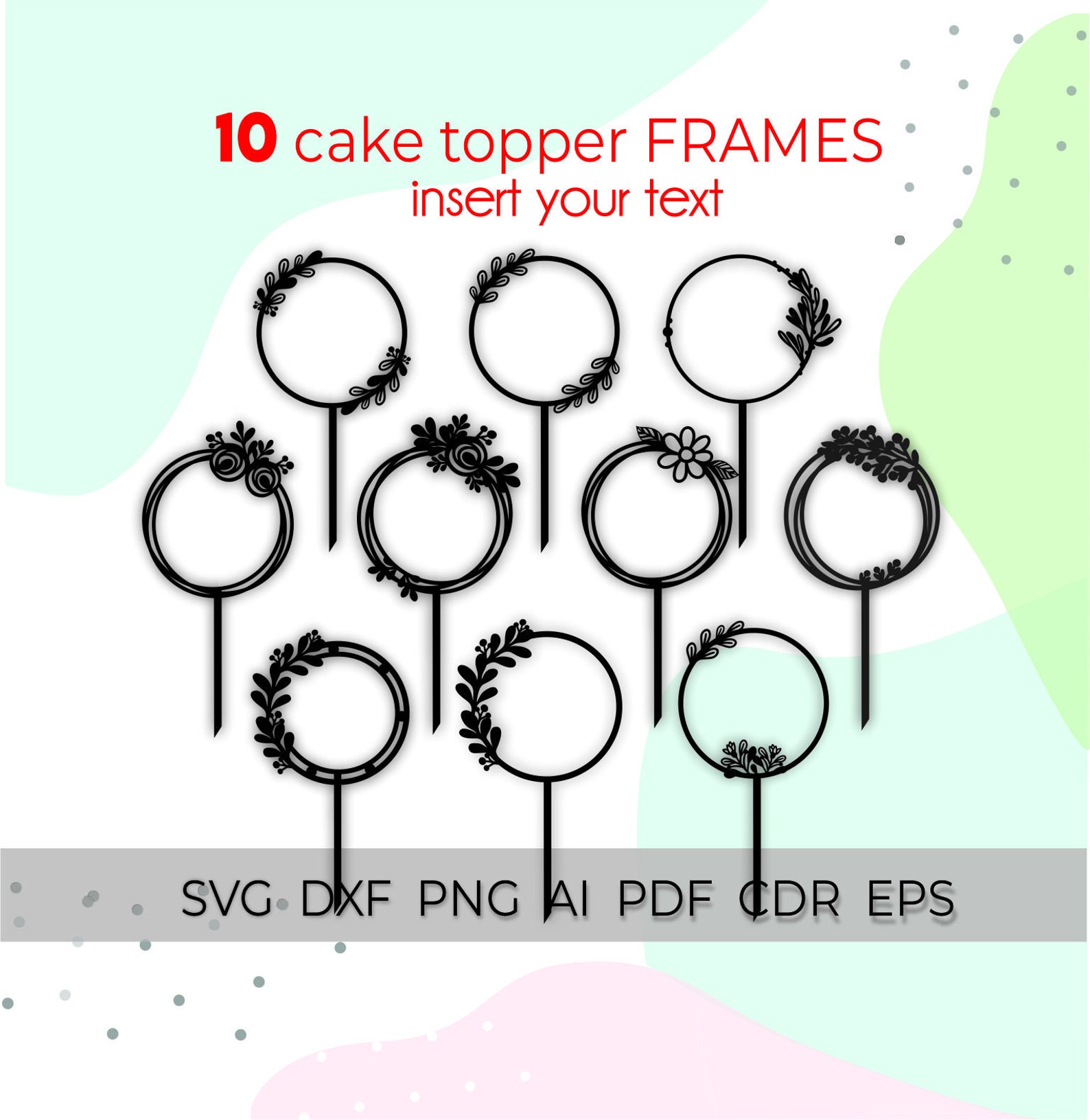 Cake Topper Svg Wedding Cake Topper Svg Wreath Frame Svg - Etsy Canada