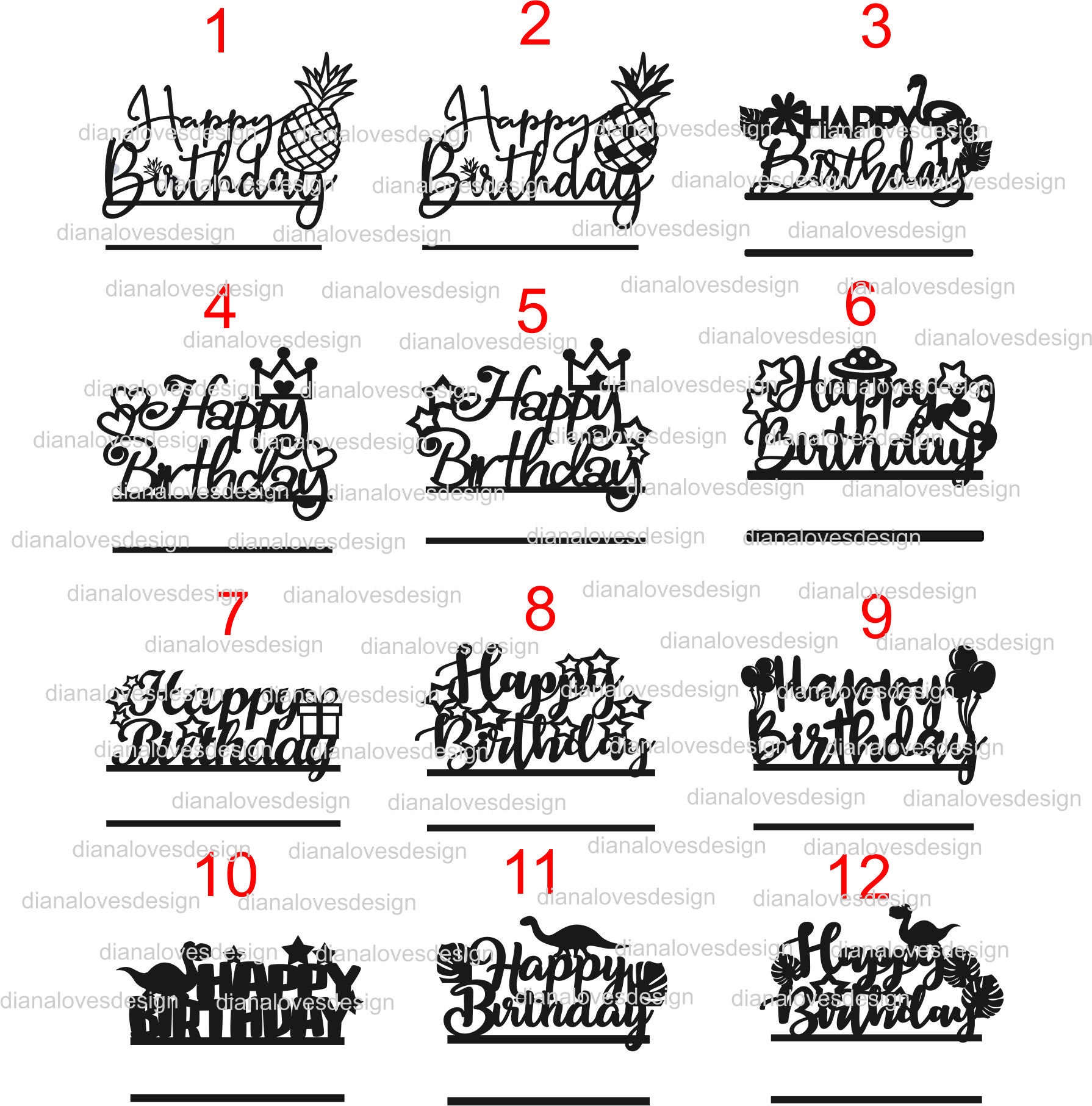 Cake Topper Svg Happy Birthday Svg Personalize Cake Topper - Etsy