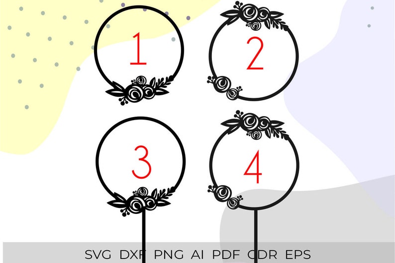 Cake Topper Svg, Floral Circle Svg, Files for Cricut, Wedding Frame Svg ...