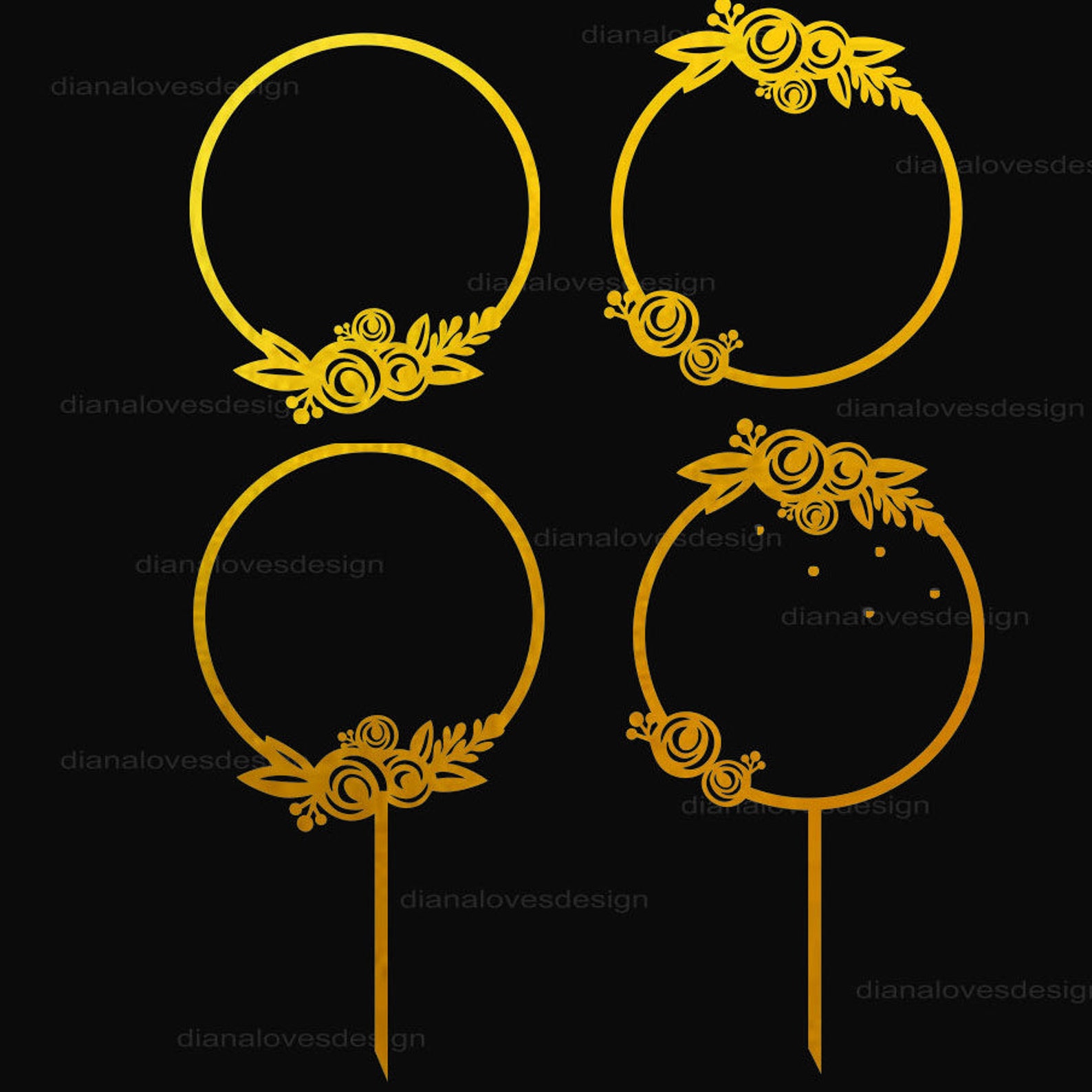 Cake Topper Svg Floral Circle Svg Files for Cricut Wedding - Etsy