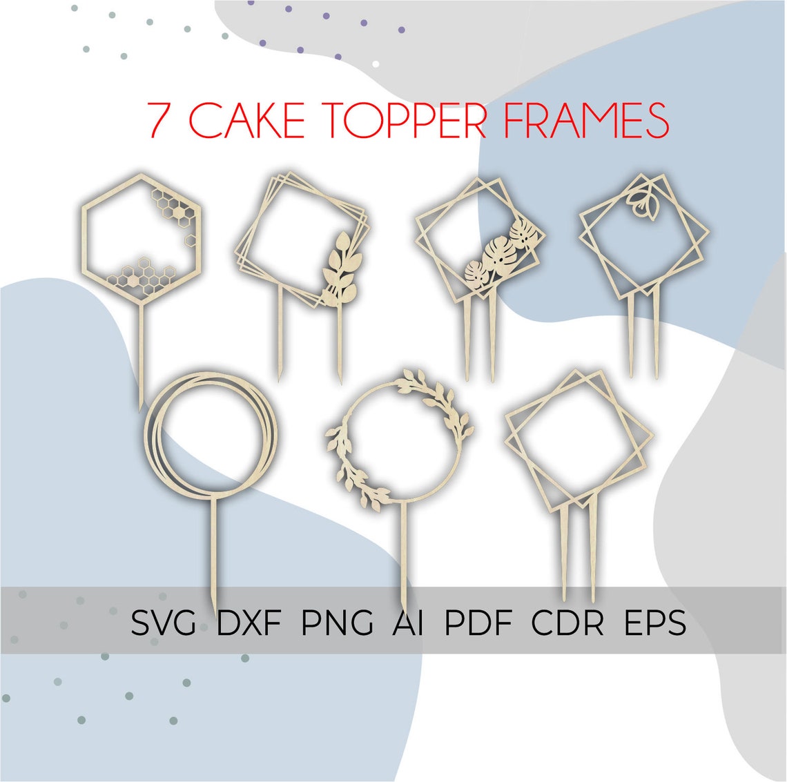 Wedding Cake Topper Svg Bundle Birthday Topper Svg Flower - Etsy