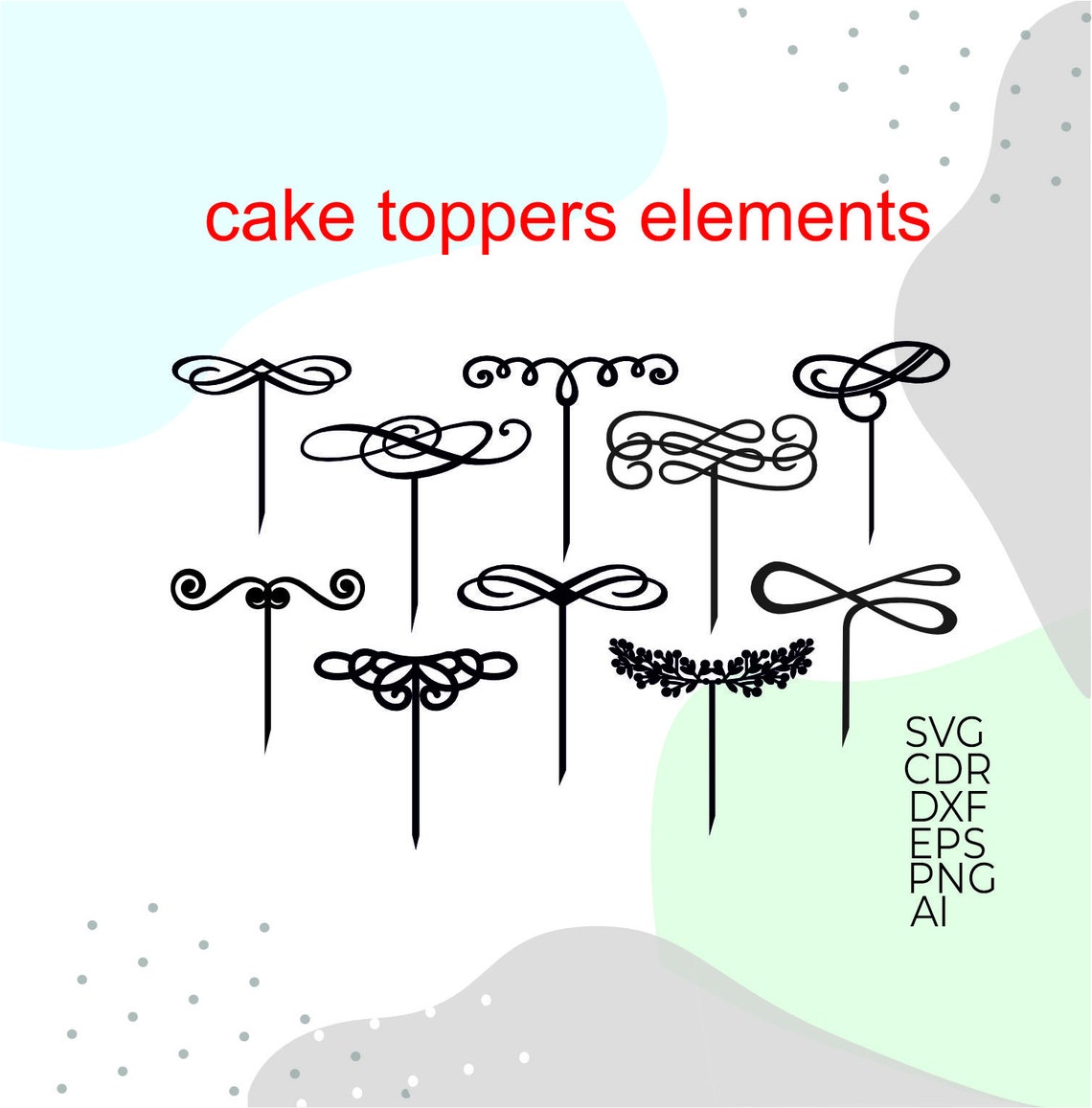 Cake Topper Svg Elements Bundle Elements Bundle for Wedding - Etsy