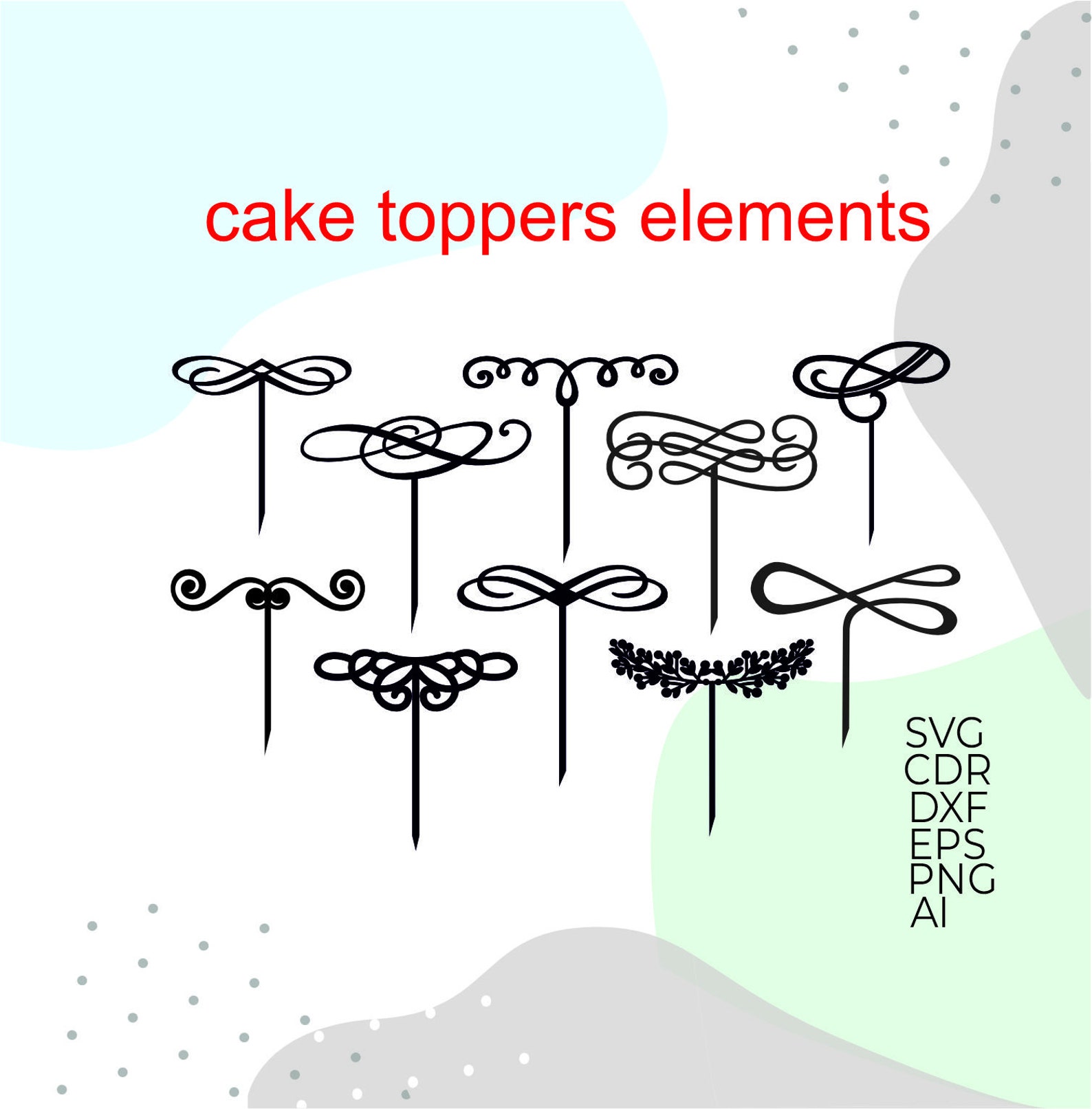Cake Topper Svg Elements Bundle Elements Bundle for Wedding - Etsy