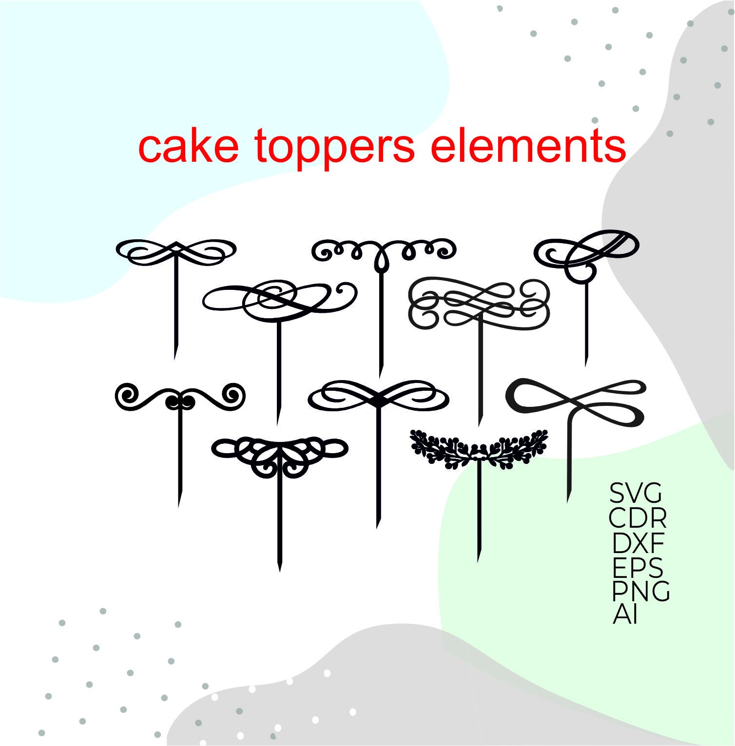 Cake Topper Svg Elements Bundle Elements Bundle for Wedding - Etsy