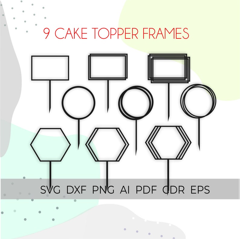 Geometric Cake Topper Frame Svg, Cake Topper, Happy Birthday Svg, Cake ...
