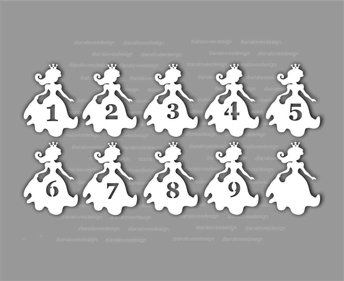 Cake Topper Princess Birthday Svg, Cake Topper Svg , Number Cake Topper ...