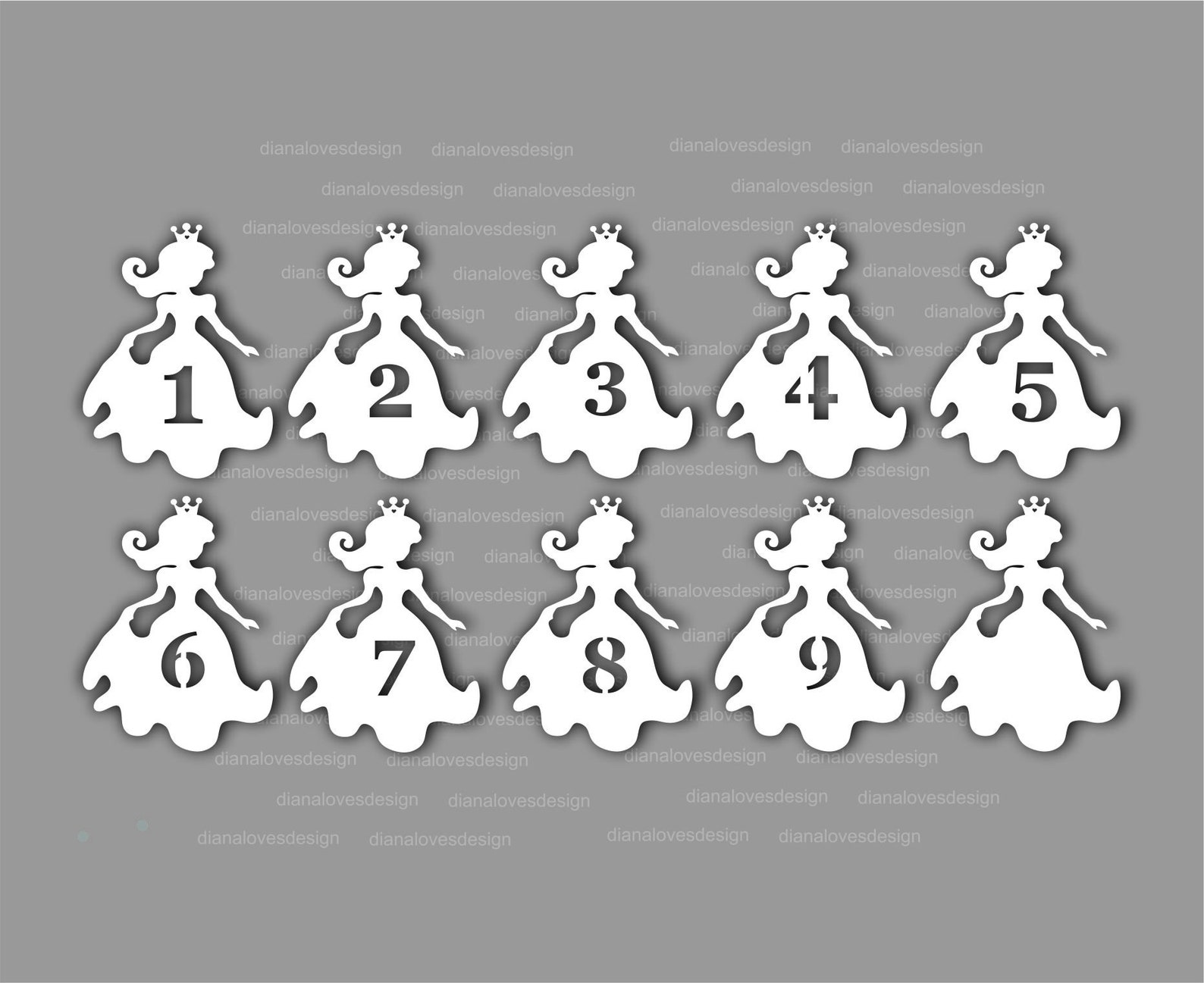 Cake Topper Princess Birthday Svg Cake Topper Svg Number - Etsy