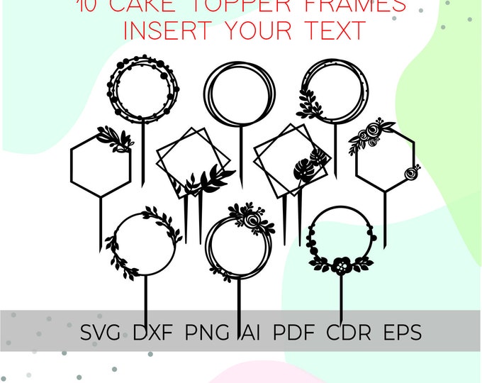 Wedding Cake Topper Svg Birthday Topper Svg Flower Wreath - Etsy