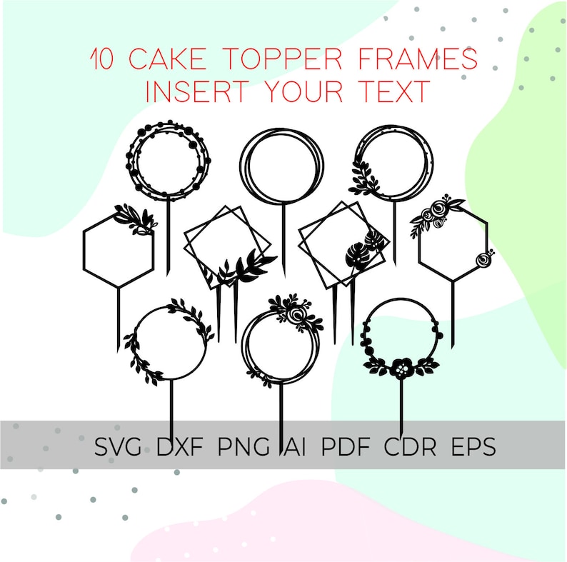 Wedding Cake Topper Svg Birthday Topper Svg Flower Wreath | Etsy