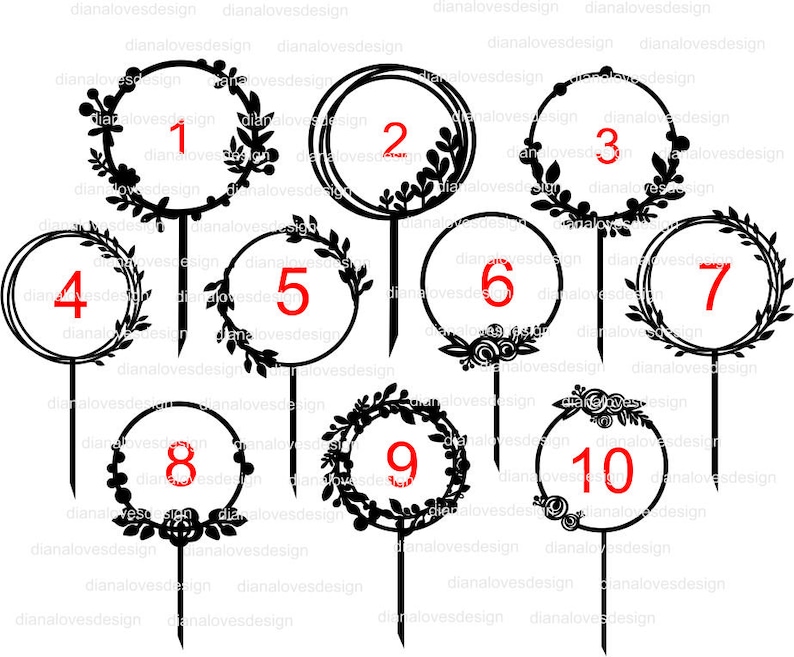 Wedding Cake Topper Svg Birthday Topper Svg Flower Wreath - Etsy