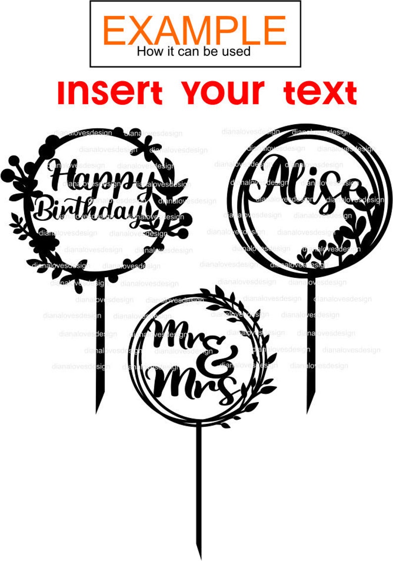 Wedding Cake Topper Svg Birthday Topper Svg Flower Wreath - Etsy