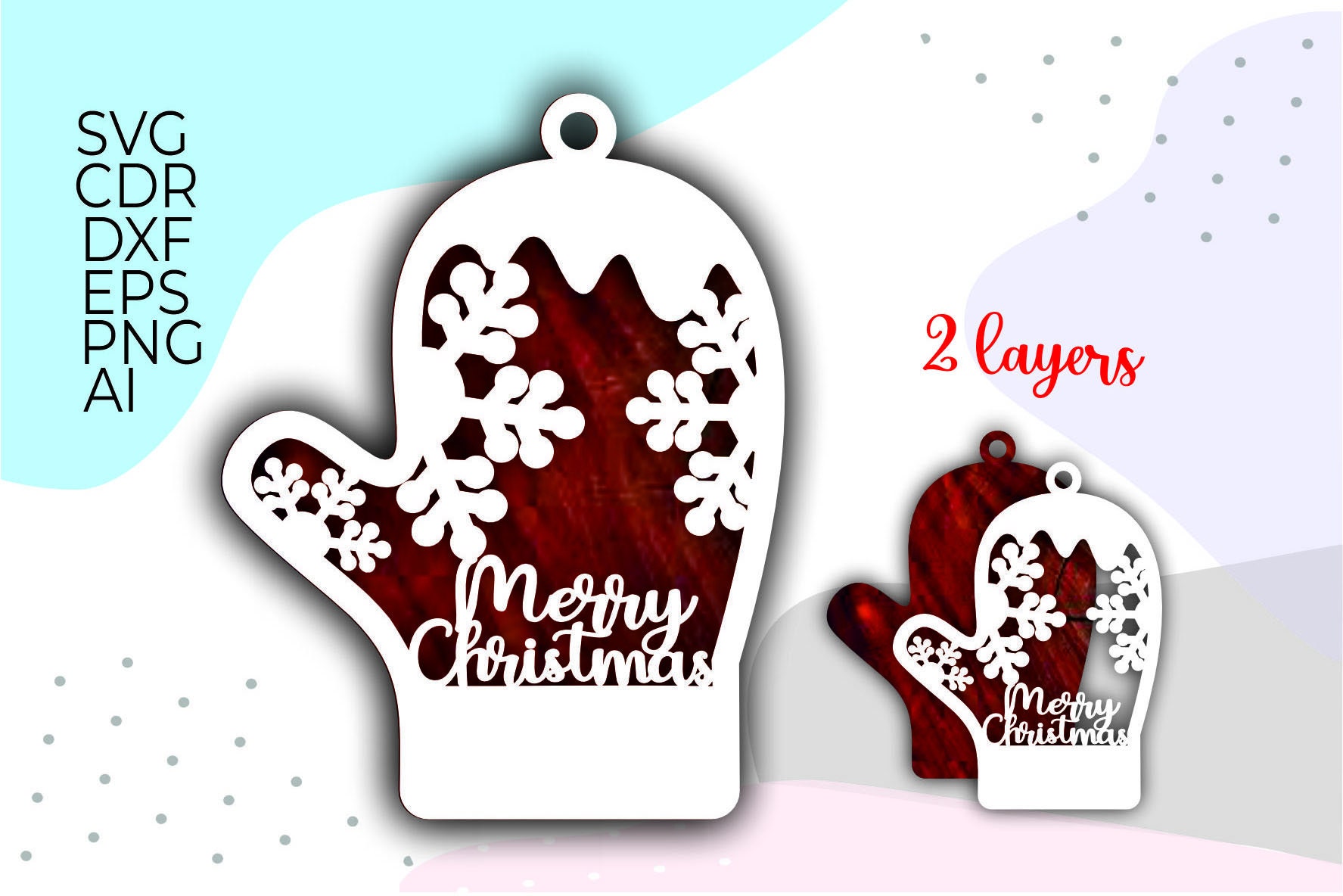Merry Christmas Mitten Svg, 3d Layered Christmas Ornaments Svg, File ...