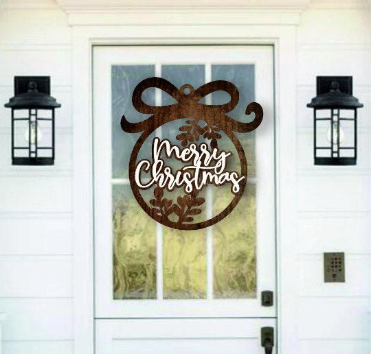 Merry Christmas Door Hanger Svg Laser Cut 3d Layered Etsy