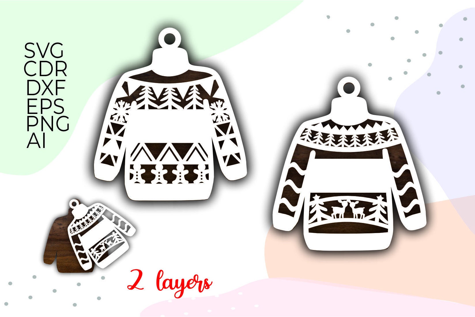 Ugly Christmas Sweater Svg File for Glowforge Christmas Svg - Etsy