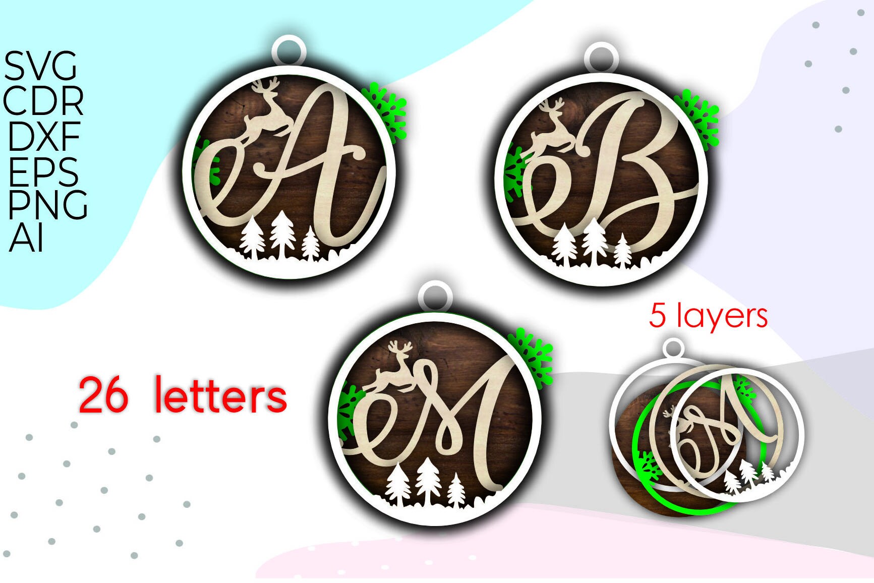Christmas Alphabet SVG Christmas Letters Svg 3d Layered - Etsy