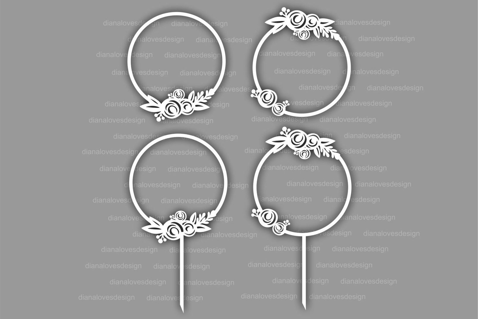 Cake Topper Svg Floral Circle Svg Files for Cricut Wedding - Etsy