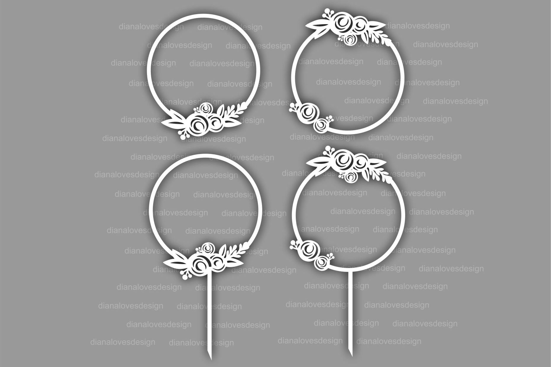 Cake topper svg círculo floral svg archivos para cricut - Etsy México