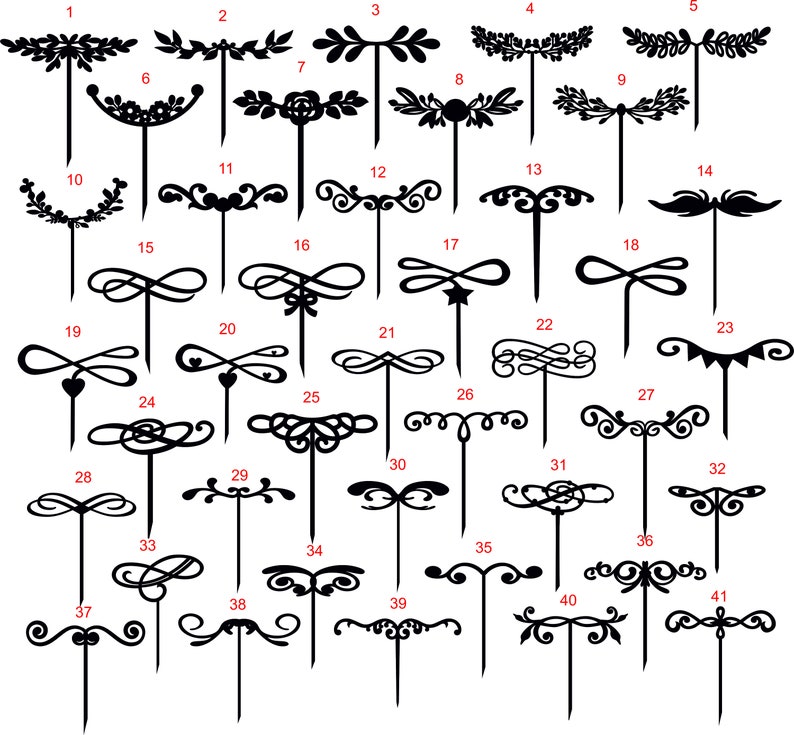 Cake Topper Svg Elements Bundle Elements Bundle for Wedding - Etsy