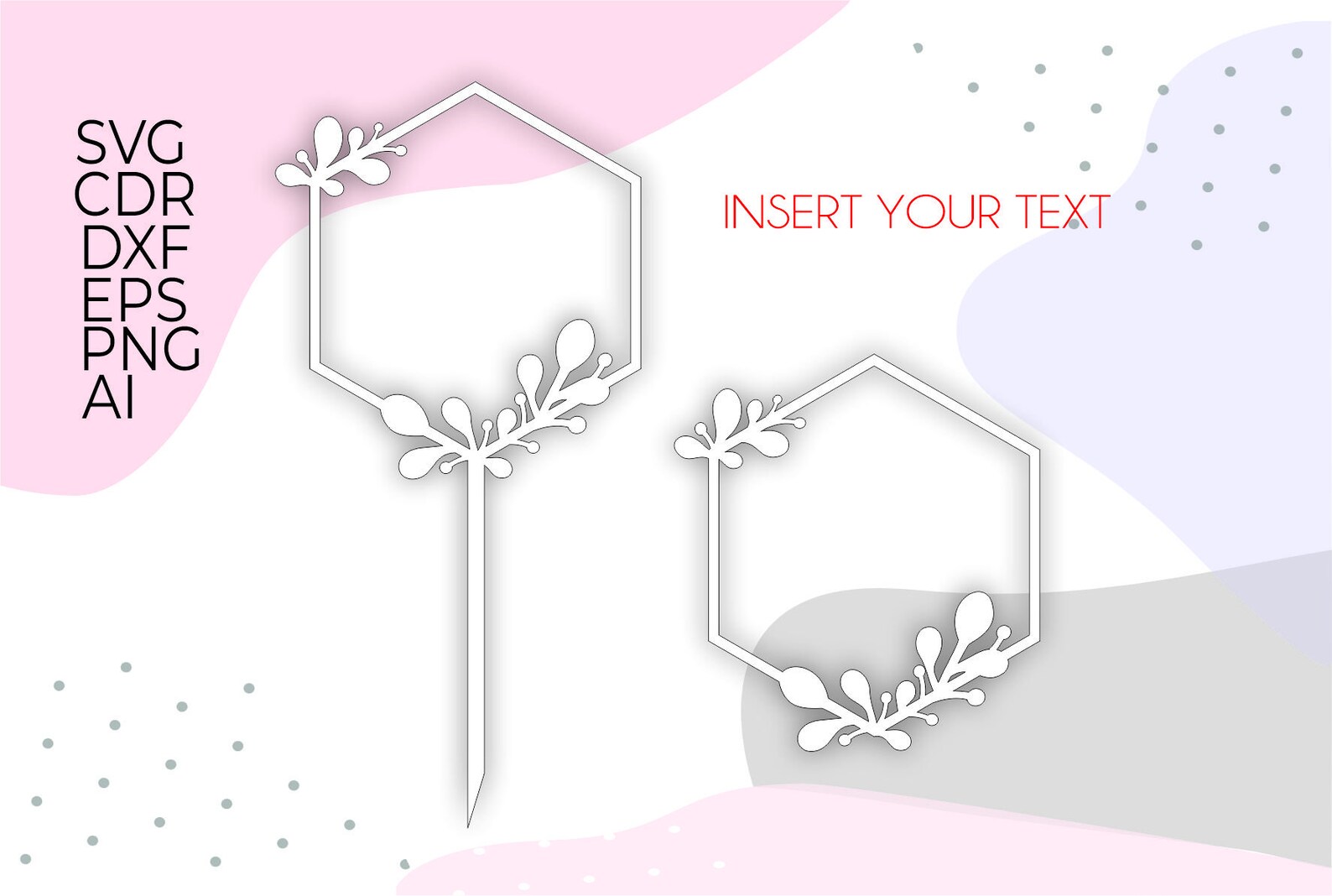 Cake Topper Frame Cricut Cake Topper Svg Hexagon Frame Svg - Etsy