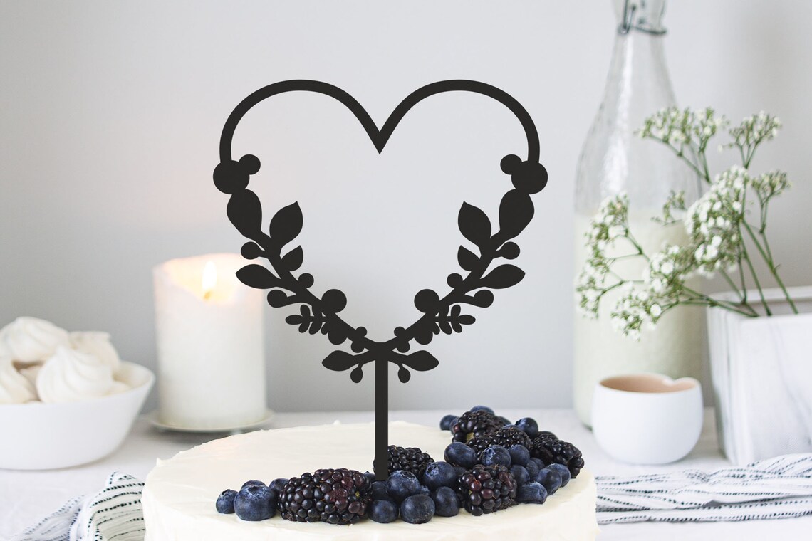 Cake Topper Svg Heart Frame Svg Birthday Cake Topper Cut - Etsy