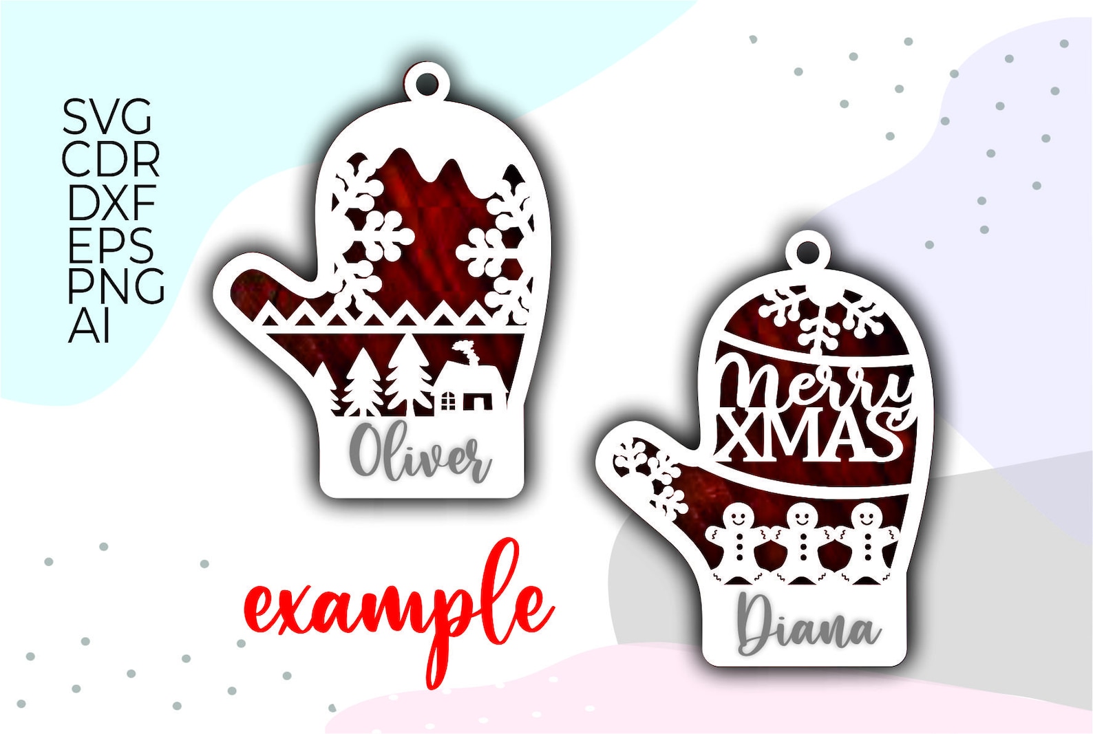 Christmas Mitten Glove Svg, 3d Layered Ornaments Svg, File for ...