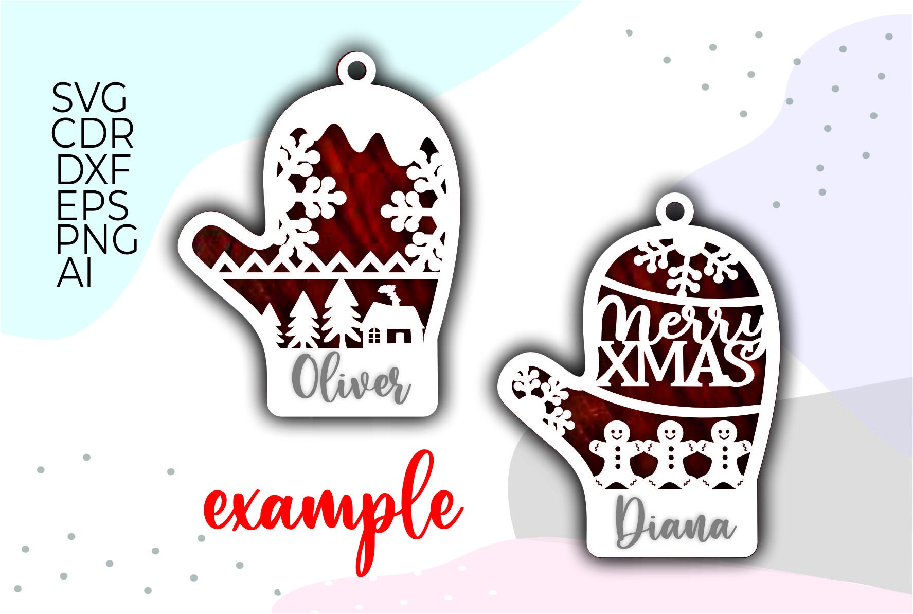 Christmas Mitten Glove Svg, 3d Layered Ornaments Svg, File for ...