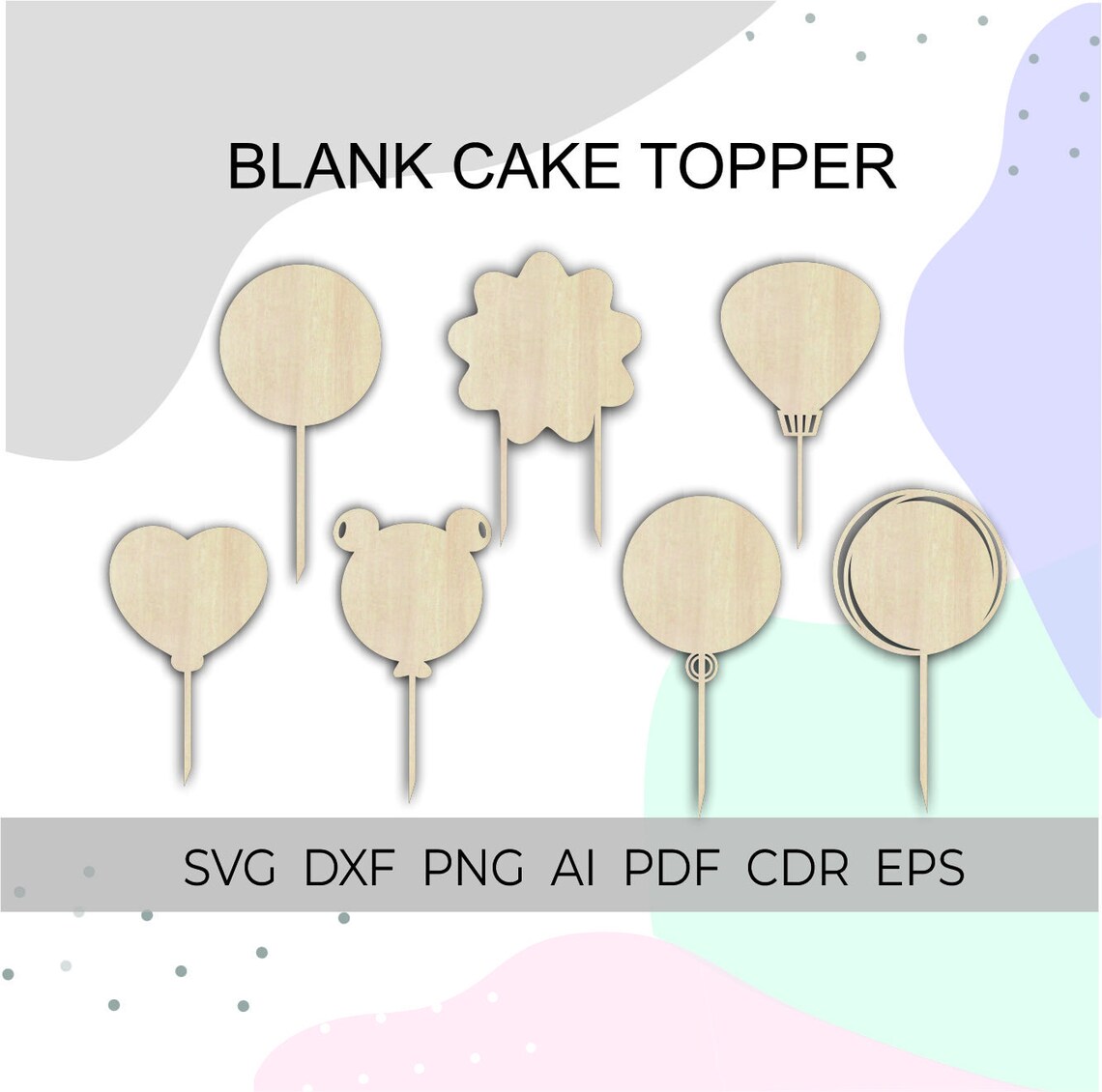 Blank Cake Topper Shape Birthday Topper Svg Svg Files for | Etsy