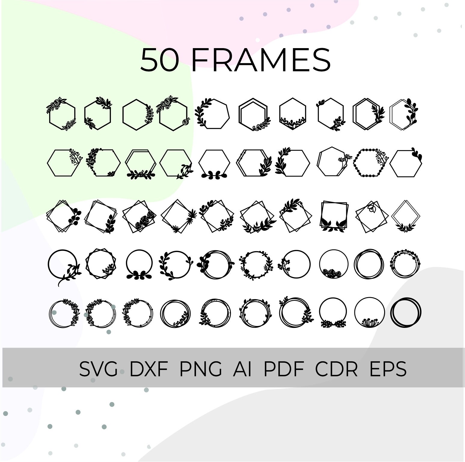 Cake Topper Svg Wedding Cake Topper Svg Wreath Frame Svg - Etsy