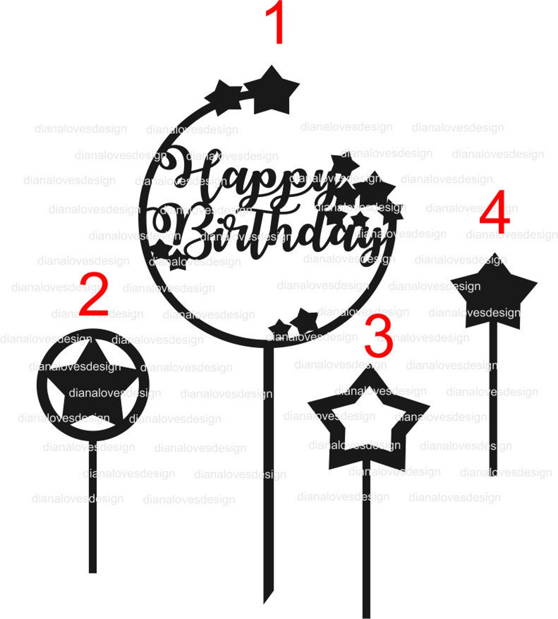 Cake Topper Svg Happy Birthday Svg Space Svg Star Cake | Etsy
