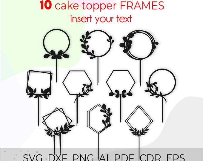 Svg Cake Topper Elements Bundle for Wedding or Birthday, Vector for CNC ...