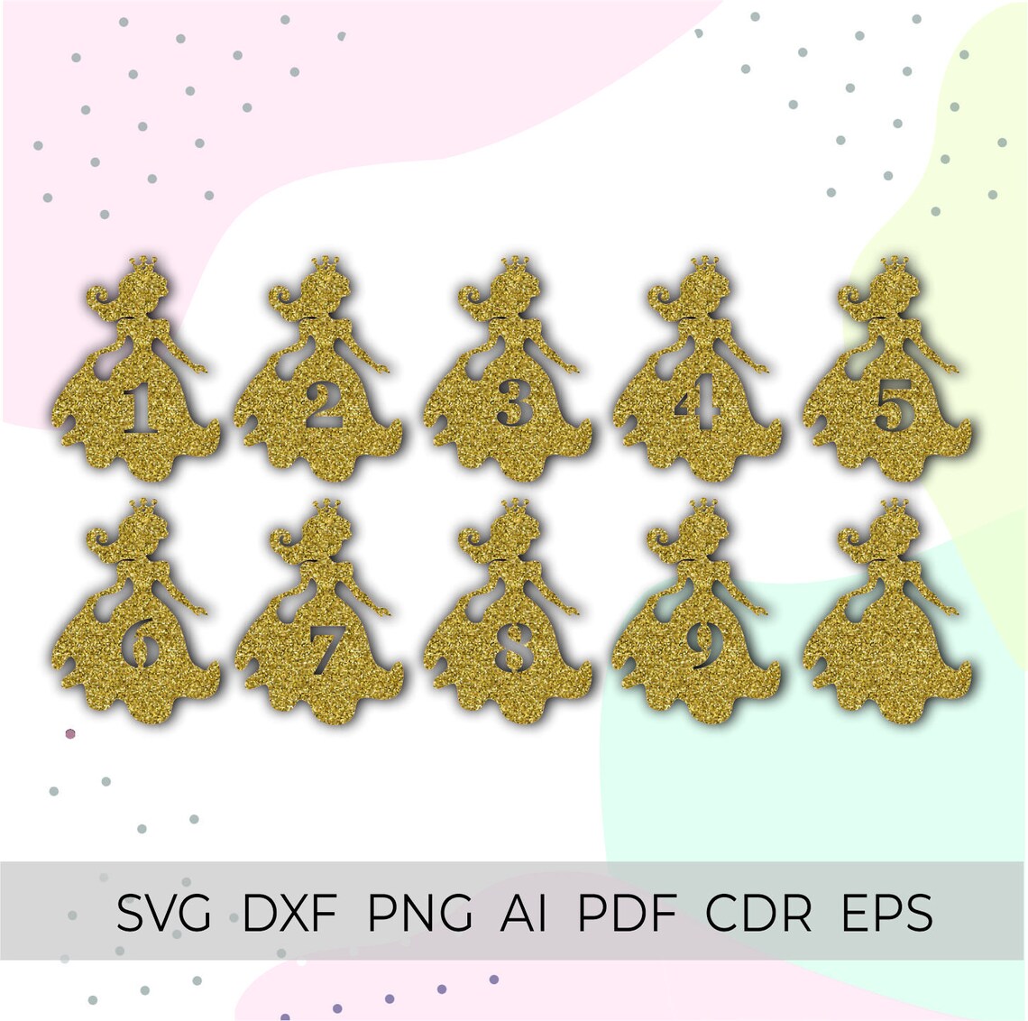 Cake Topper Princess Birthday Svg Cake Topper Svg Number - Etsy UK
