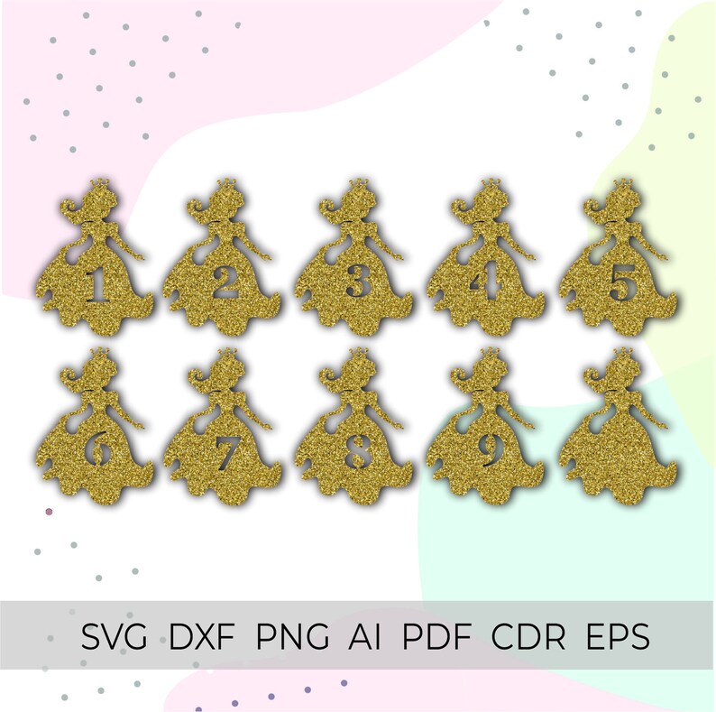 Cake Topper Princess Birthday Svg Cake Topper Svg Number - Etsy