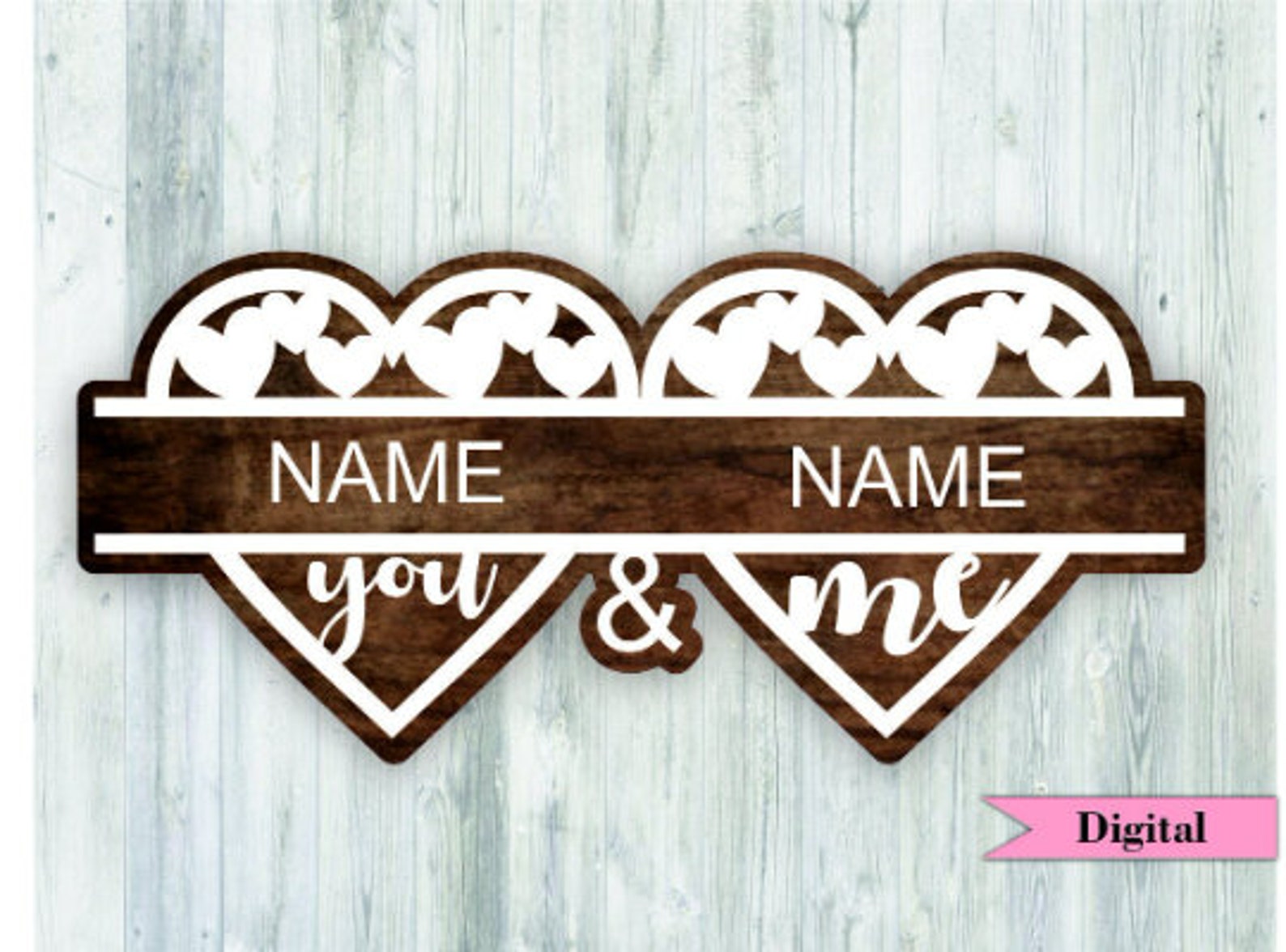 Valentine's Split Heart Frame Svg File for Glowforge Be - Etsy