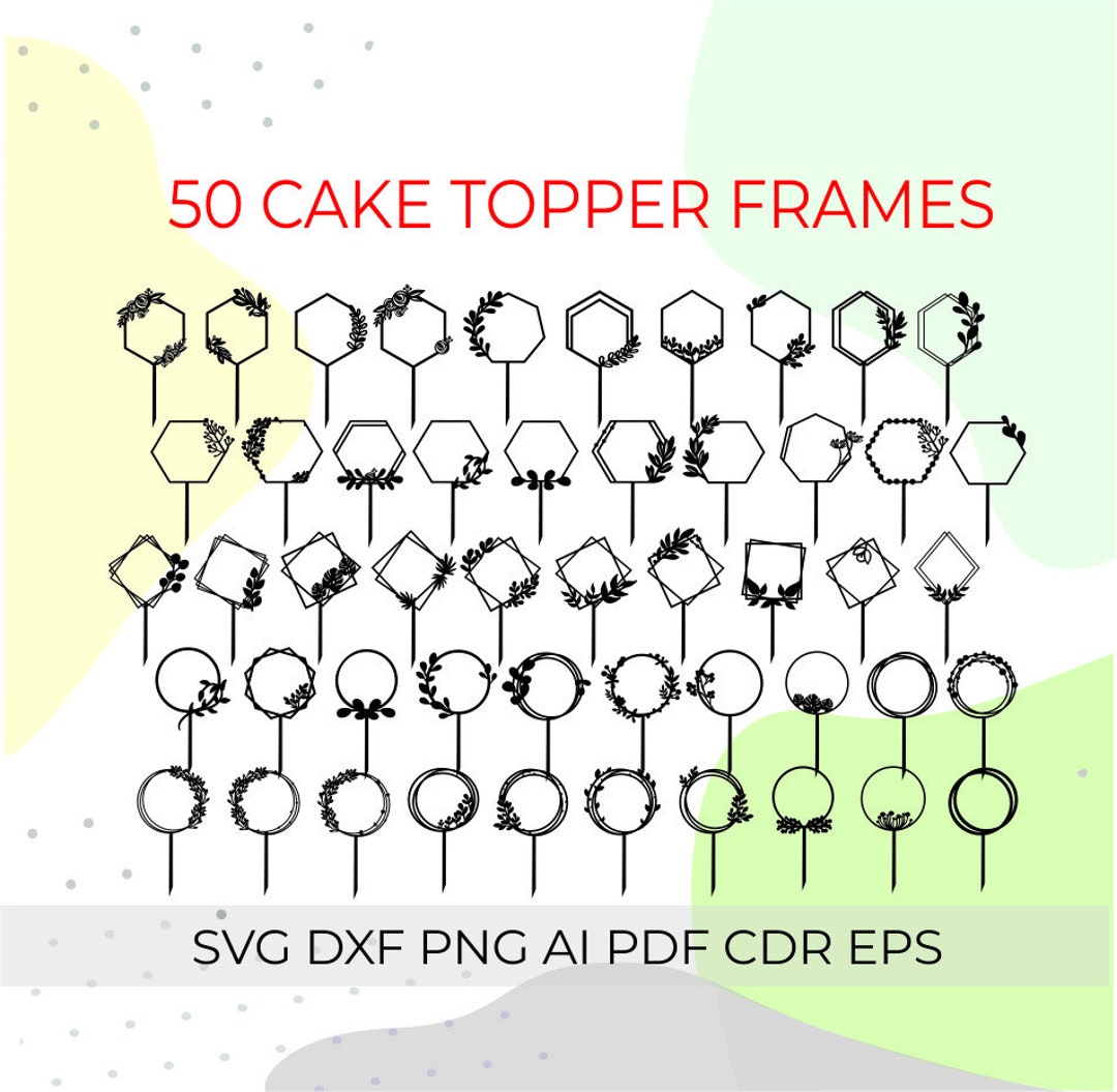 Cake Topper Svg, Circle Frame Svg, Wedding Cake Topper Svg, Wreath ...