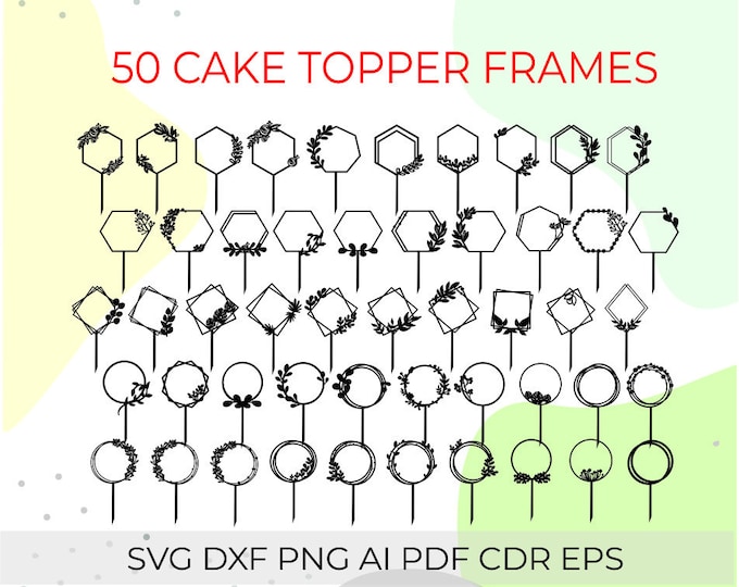 Cake Topper Svg, Leaf Frame Svg, Floral Border Svg, Weddinf Frame Svg ...