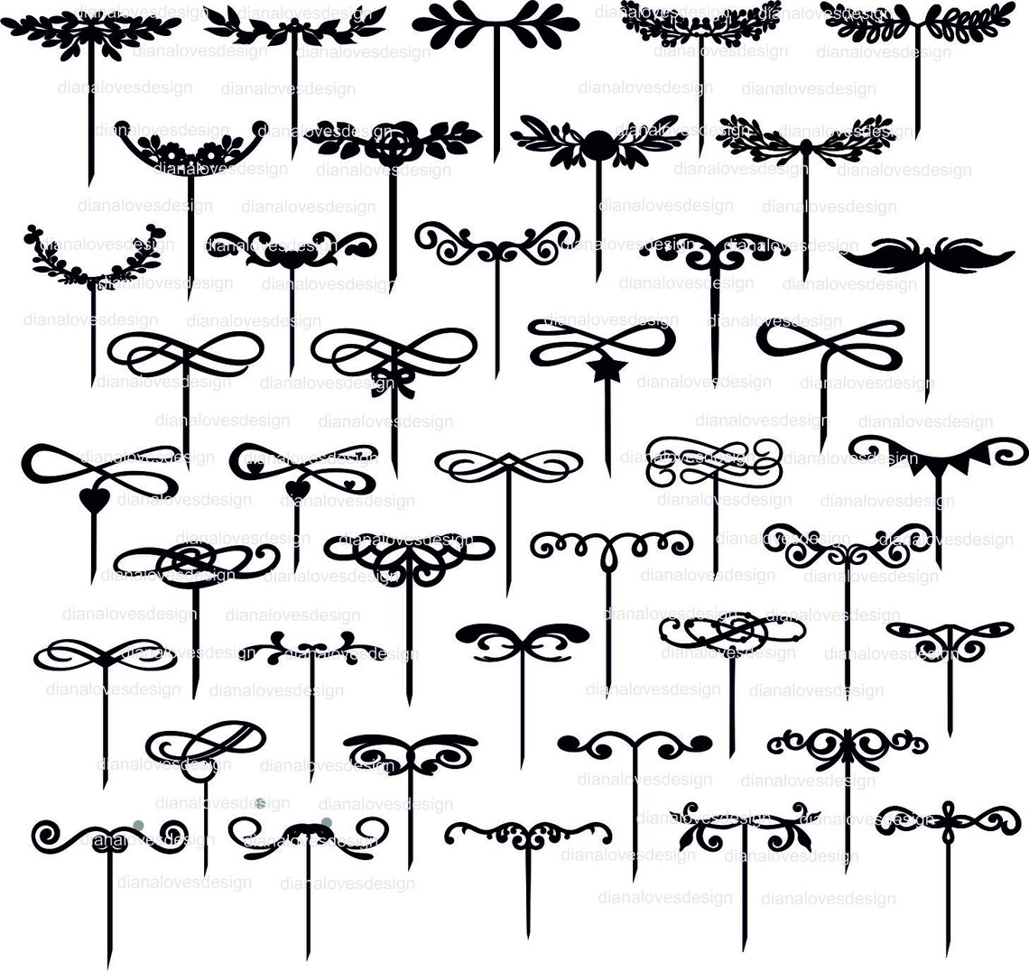 Cake Topper Svg Elements Bundle Elements Bundle for Wedding - Etsy